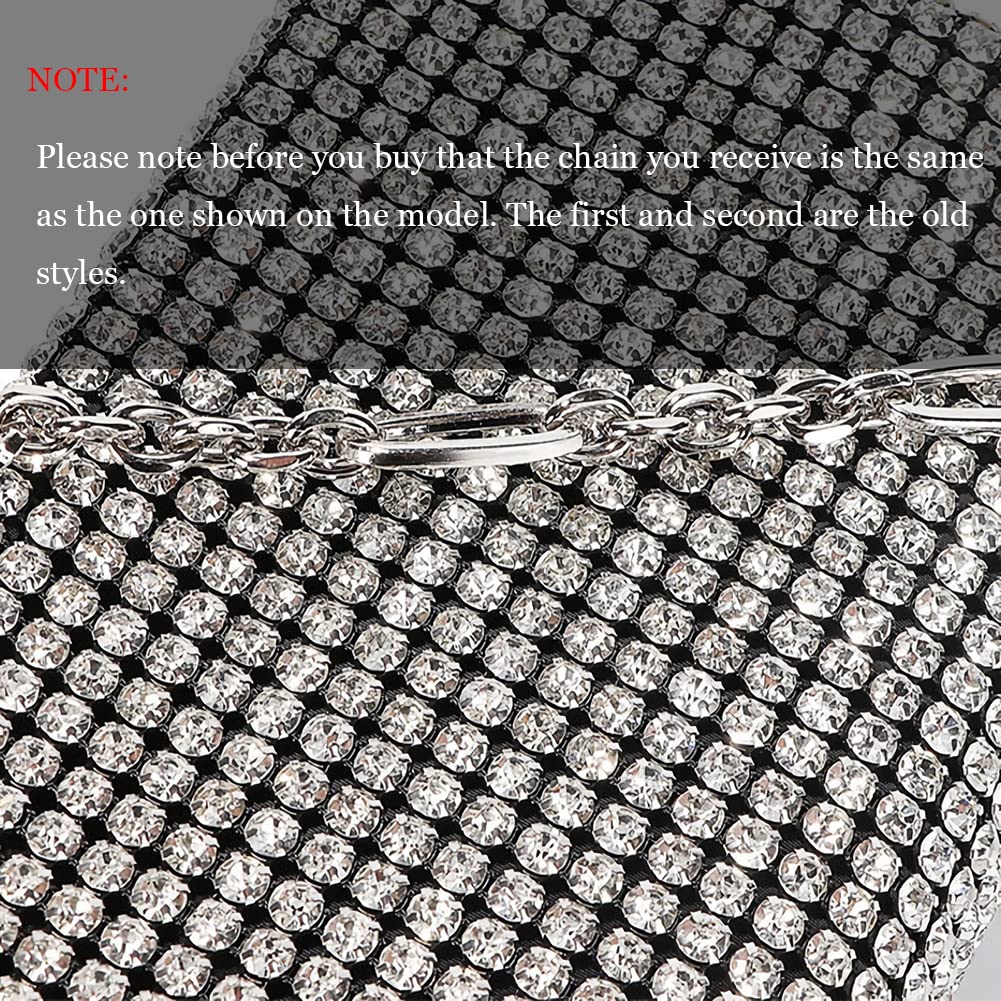 Rhinestone Bag for Women Crystal Glitter Evening Bags with Chain Strap Bling Purse Top Handle Handbag