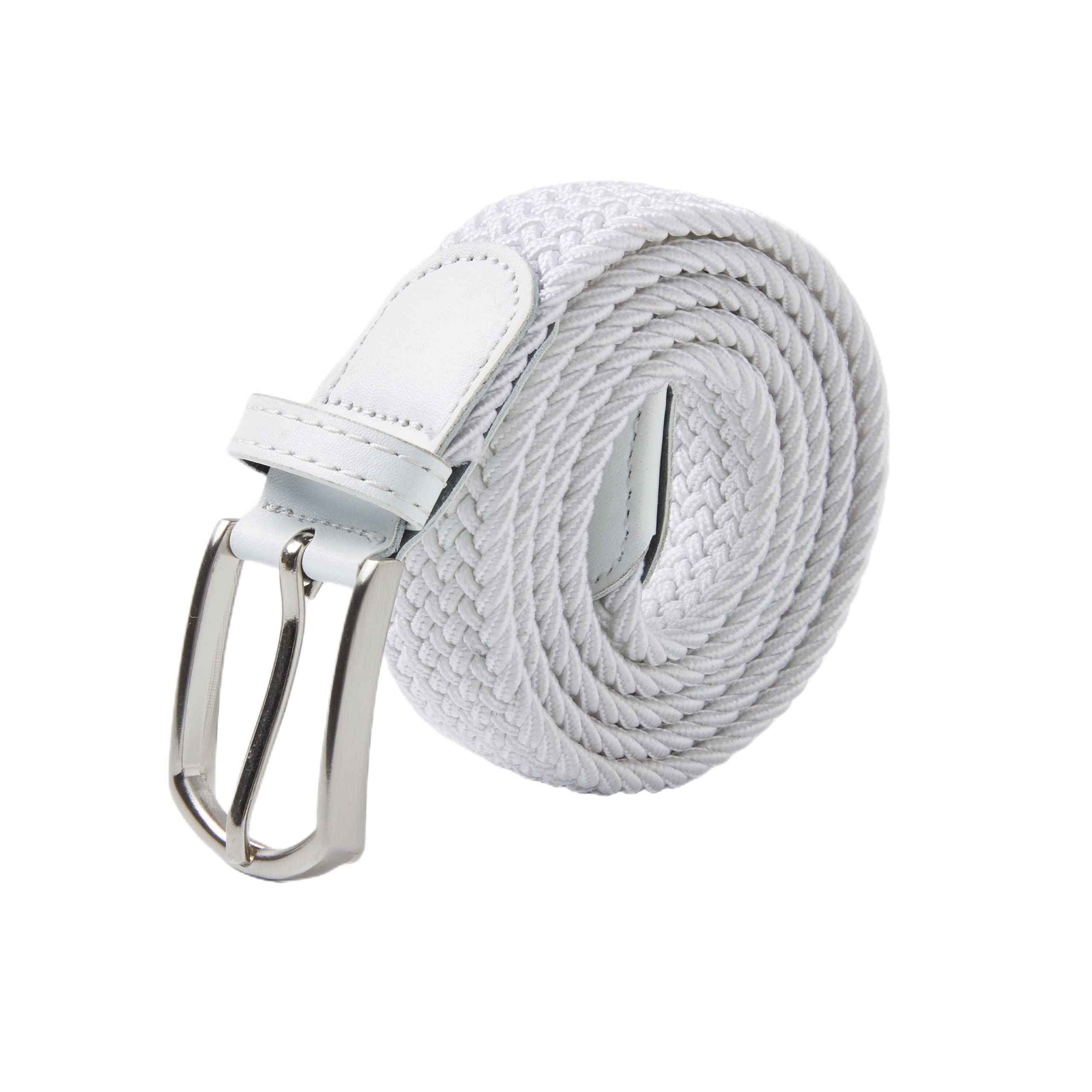 QHTETK Stretch Belt Men and Women Men's Woven Braided Web Belt for Golf Casual Pants Jeans (White)