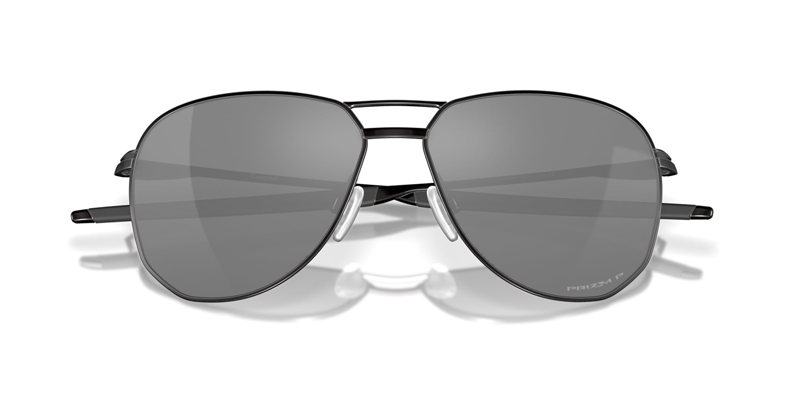 Oakley Men's OO4147 Contrail Aviator Sunglasses, Satin Black/Prizm Black Polarized, 57 mm