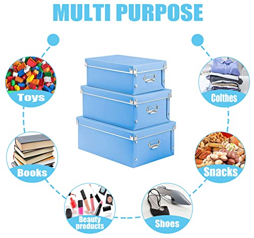 XUCHUN Foldable Storage Box with Lids，3 in 1 Set, Multiple Size Plastic Box for Clothes, Toys, Cosmetic, Books