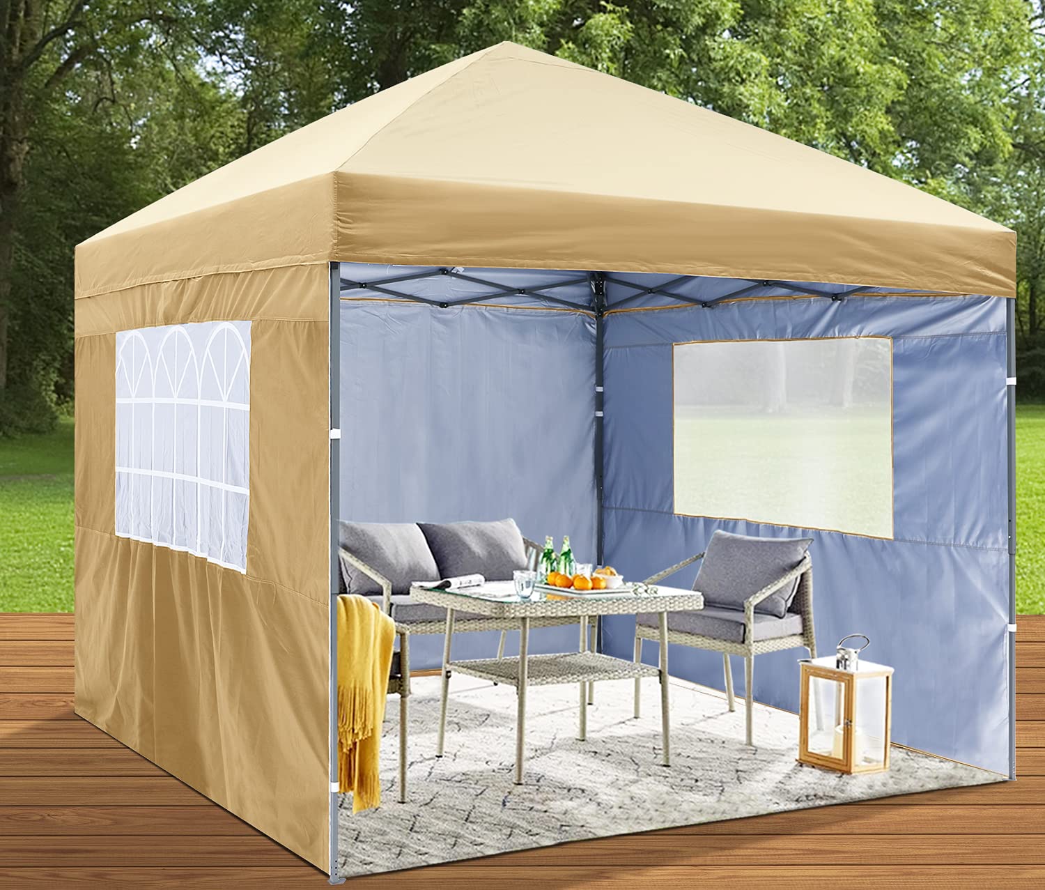 MASTERCANOPY Pop Up Canopy Tent 10x10 with Church Window Sidewalls (10x20, Black)