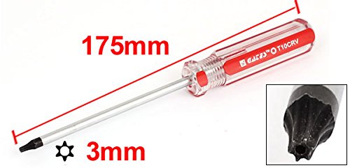 uxcell Torx Screwdriver, T10 Security Magnetic Star Screw Driver w 4" CR-V Shaft and Clear Red Handle
