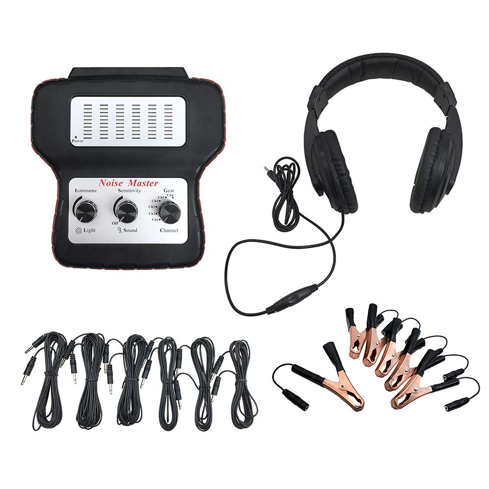 Weytoll Chassis Ears Automotive Electronic Stethoscope 6 Channel Car Engine Noise Finder Sound Detector Tester Tool Set, Adjustable Sensitivity Mechanic Stethoscope, Black