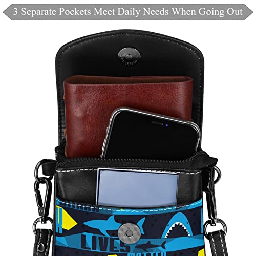 Small Crossbody Bag Blue Shark Cell Phone Purse Wallet