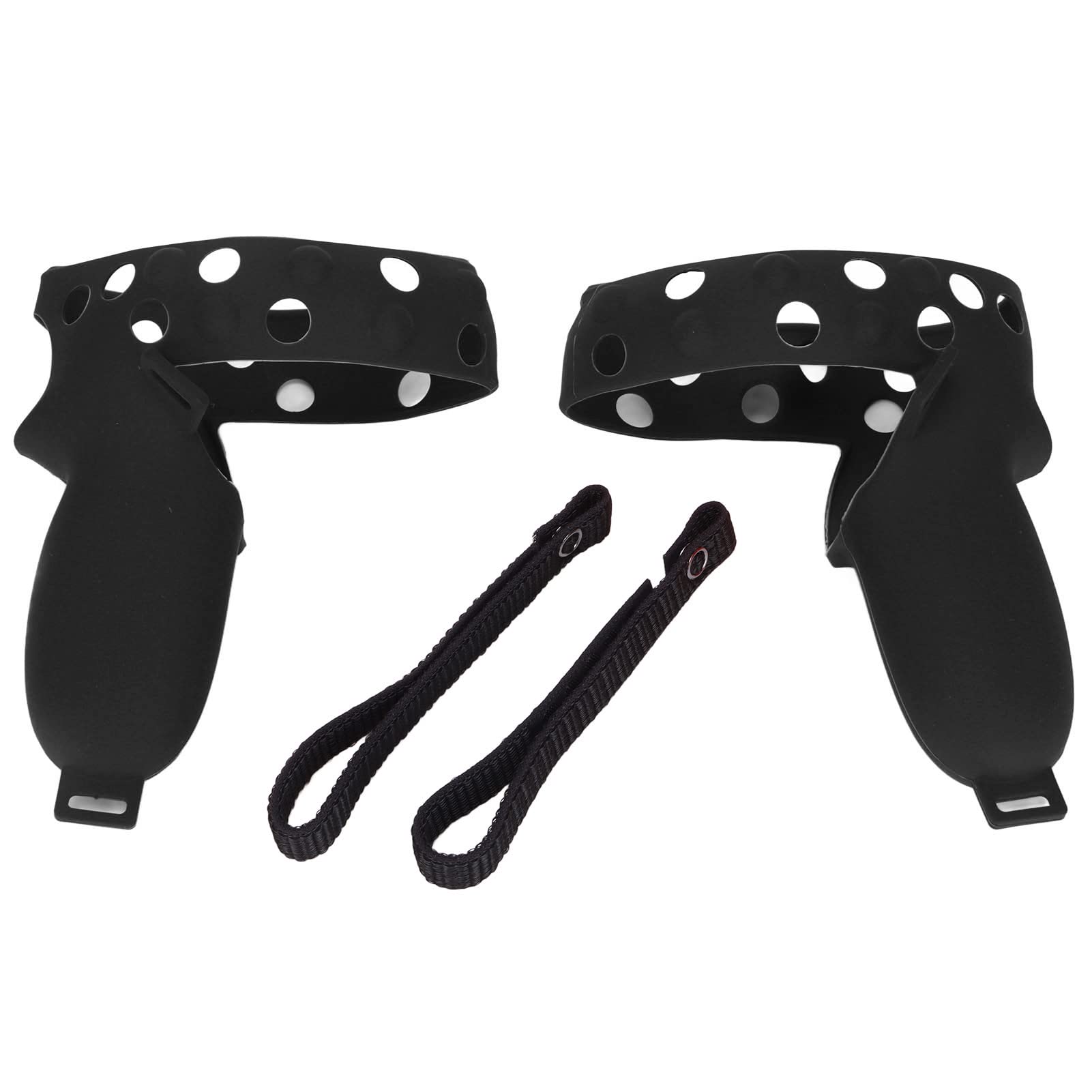 Qinlorgo Controller Grip Cover, Protective Silicone Antislip Adjustable Handle Protective Sleeve Sweatproof with Strap for Oculus Quest 2(Black)