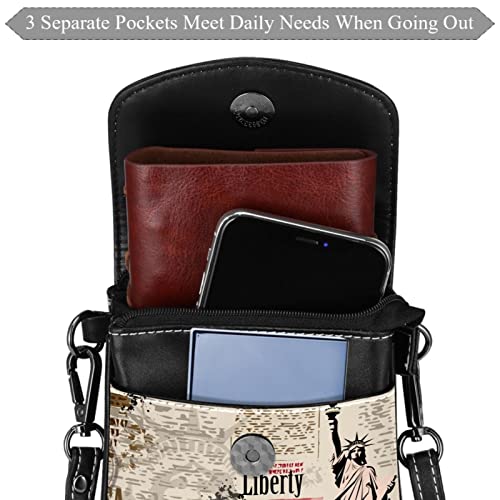 Small Crossbody Bag Vintage Newspaper Cell Phone Purse Wallet