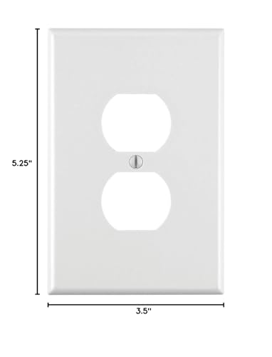 Leviton 88103 1-Gang Duplex Device Receptacle Wallplate, Oversized, Thermoset, Device Mount, 25-Pack, White