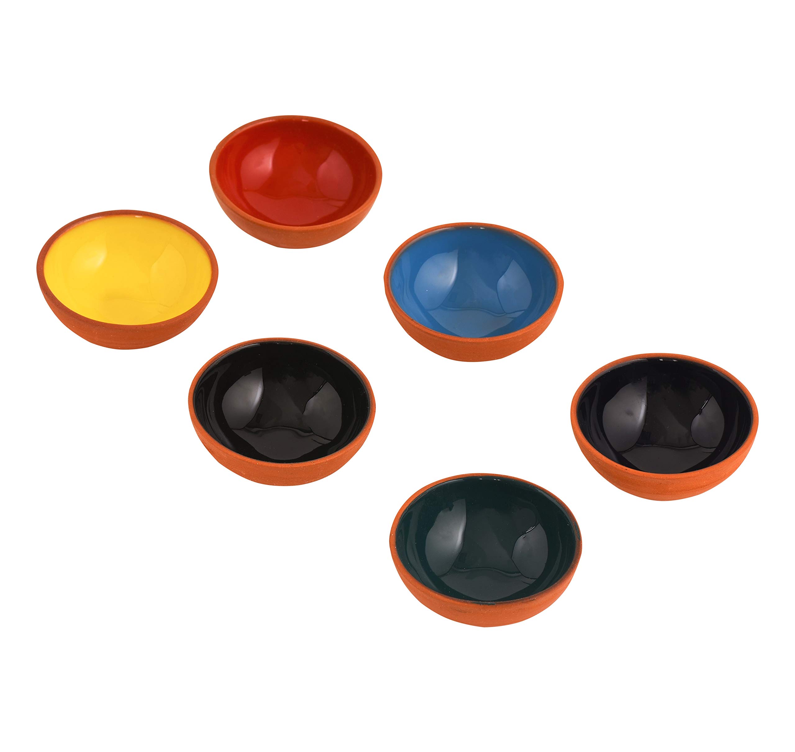 Onquma Ceramic Pinch Bowls - Natural Line and Handcrafted Ceramic Prep Small Sauce Dipping Serving Pinch Bowls - Multicolor Home, Kitchen, Coffee Table Decor| Set of 6, 3.34 x 1.57 x 3.34 inches