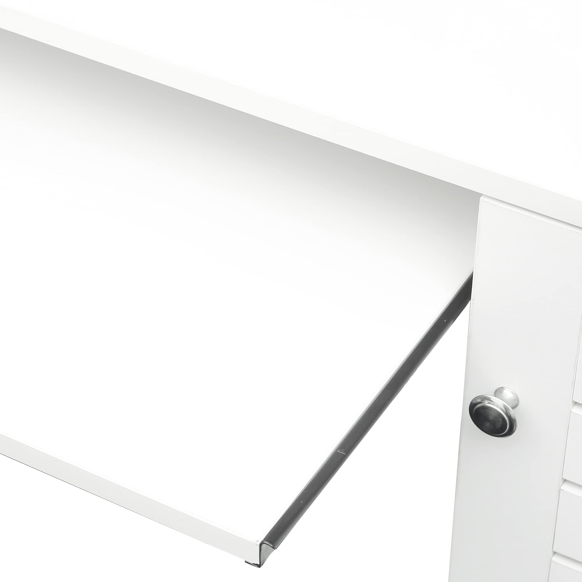 KLIECH Modern Home Office Computer Desk with Hutch,Large Working Space for Kids Adults Bedroom Living Room,Antiqued White Finish