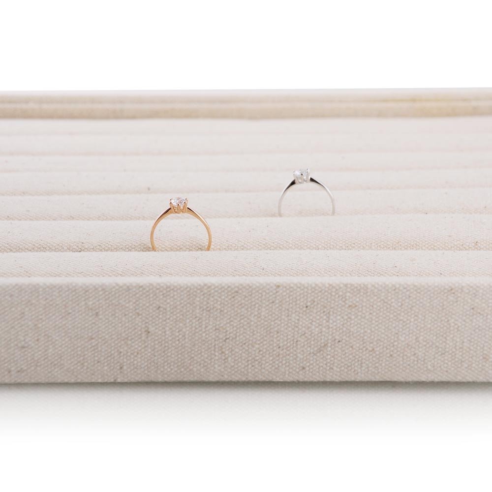 Oirlv Linen 7 Lines Ring Storage Tray Rings Showcase Display Organizer Plate