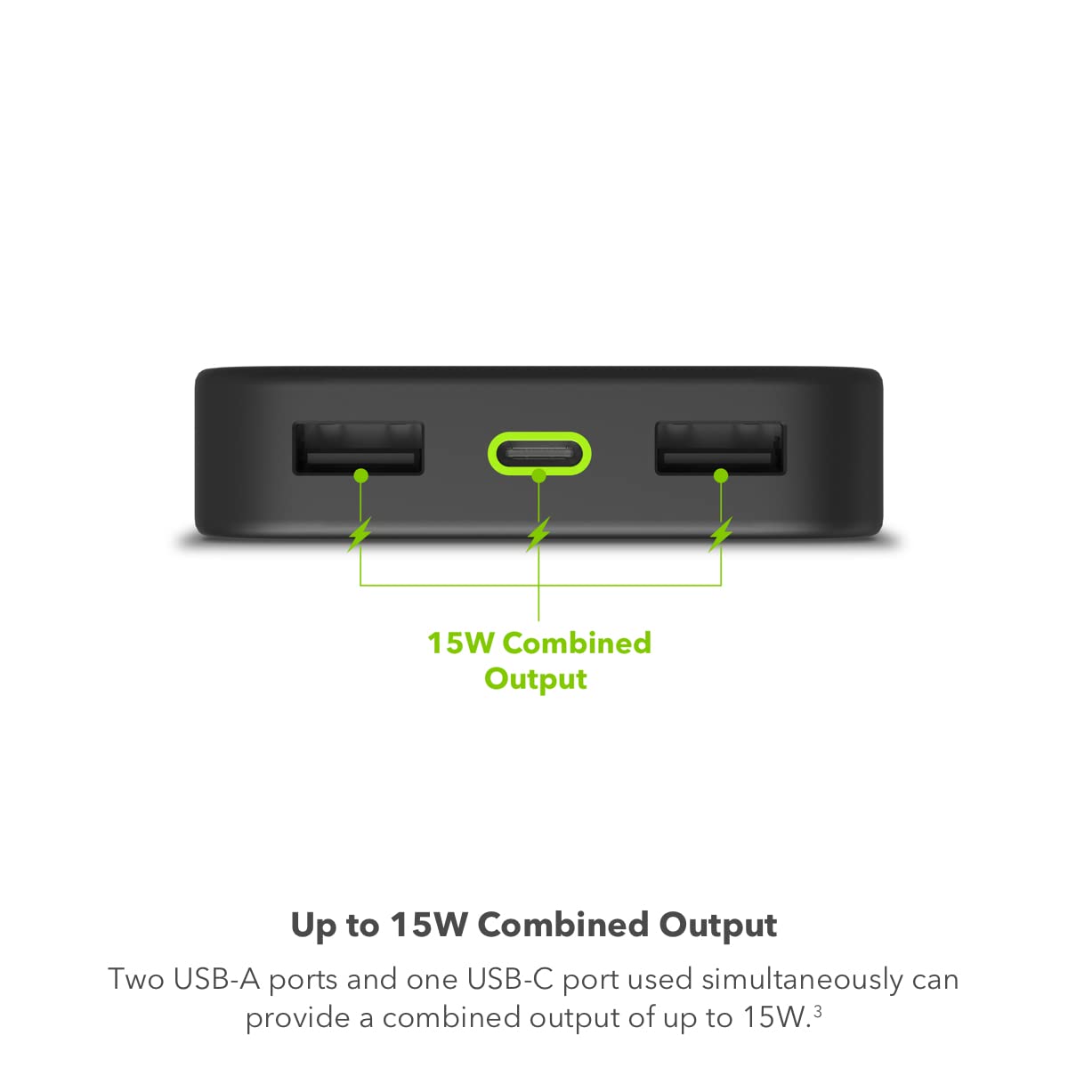 mophie Powerstation 2023 with PD Power Bank - 10,000 mAh Large Internal Battery, (2) USB-A Port and (1) 20W USB-C PD Fast Charging Input/Output Port, Travel-Friendly