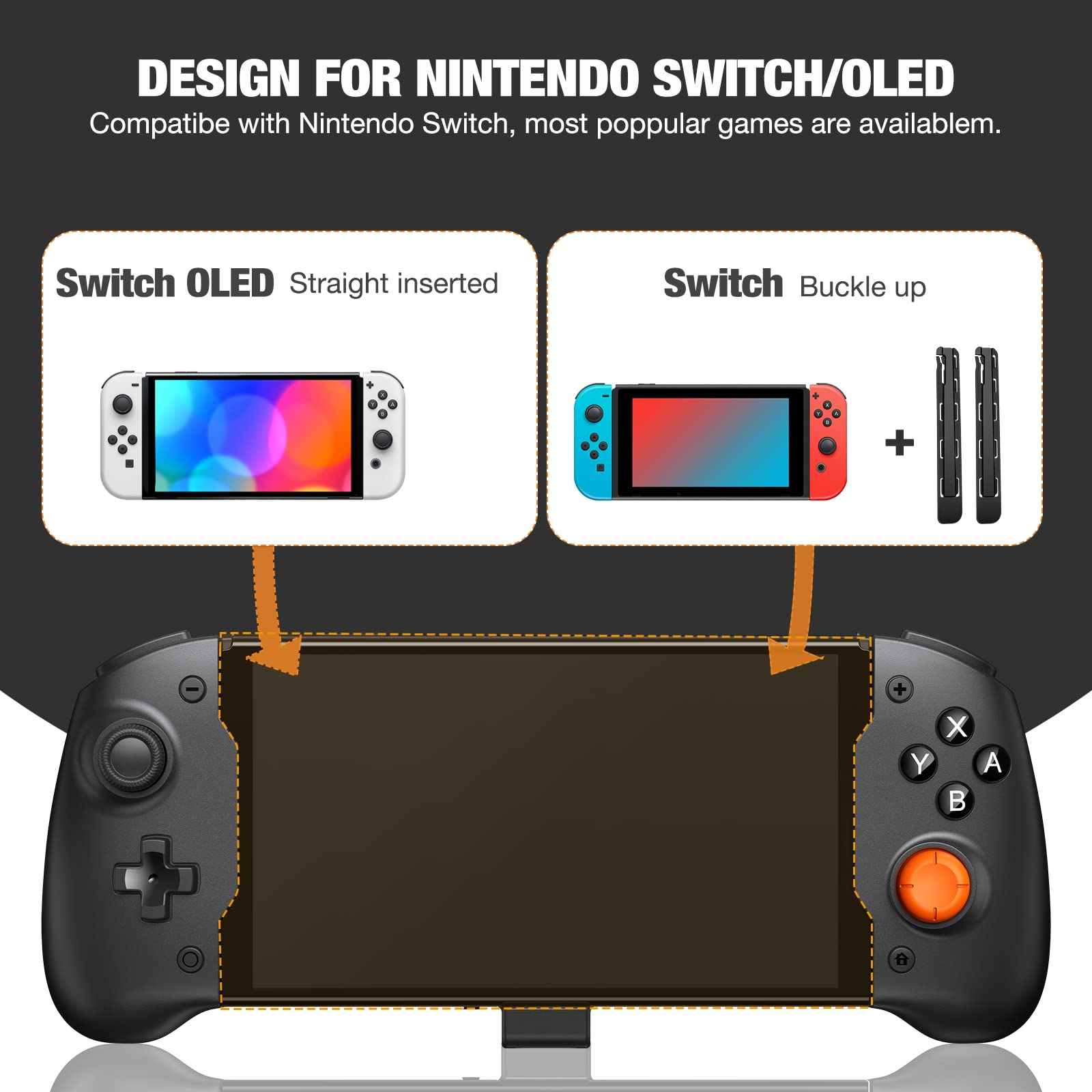 Switch Controller for Nintendo Switch/OLED, Switch Controllers Wired Connection with 2 Programmable Keys, Gyro Sensor, Double Vibration and Screenshot Functions, 6 PCS Replacement Joystick Caps…