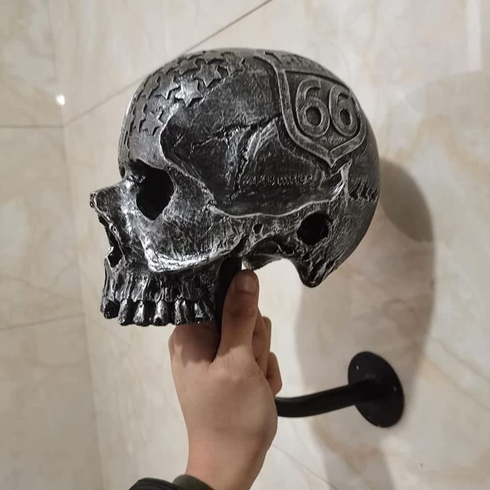 Personalized Cool Wall Mount Motorcycle Skull Helmet Holder, Skull with Beard-Helmet Rack,Removable Resin Crafts Motorcycle Helmet, Hanger for Bike, Baseballs and Rugby Helmet
