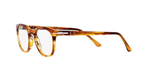 Persol PO3258V Round Prescription Eyewear Frames, Striped Brown/Demo Lens, 48 mm