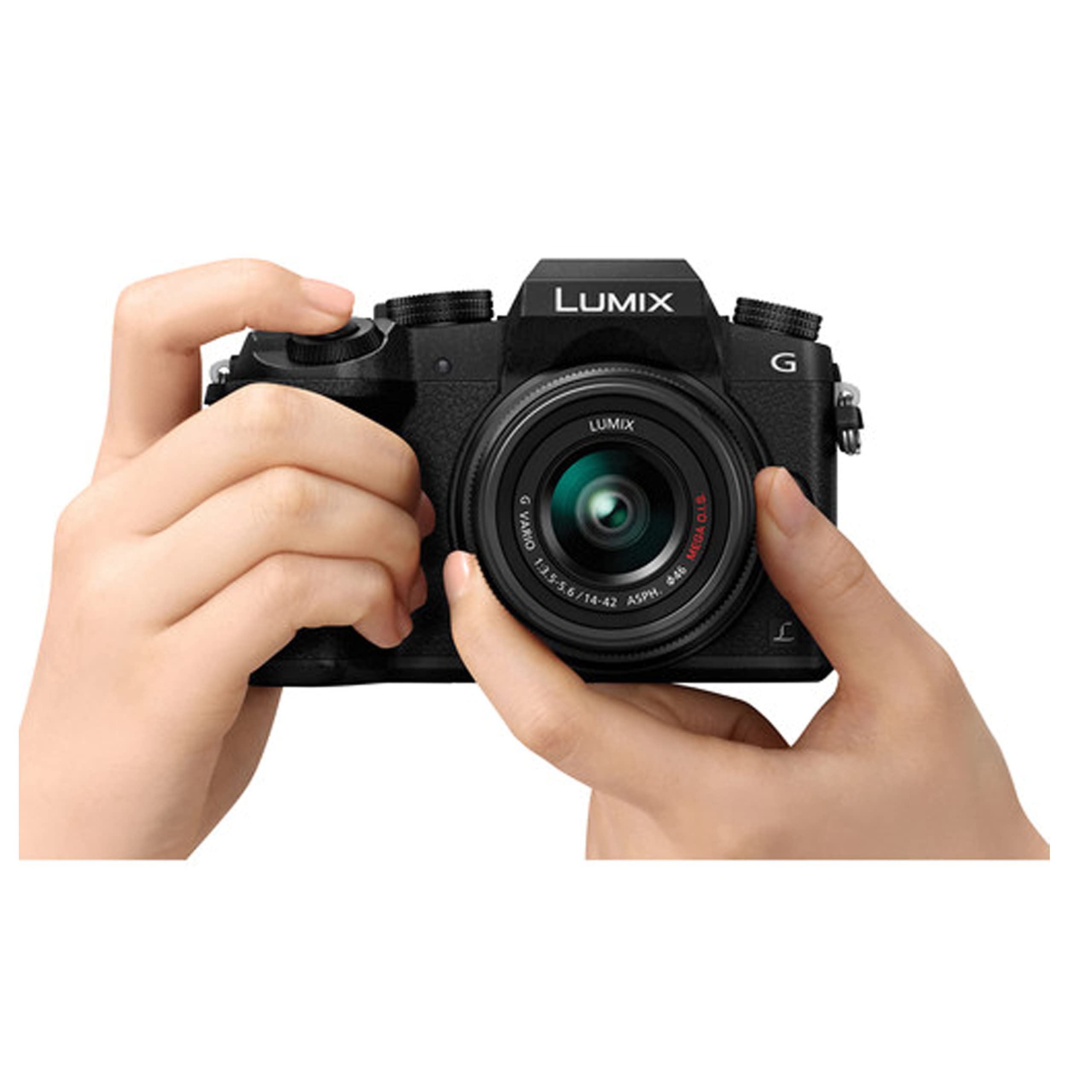 Panasonic Lumix G7 Mirrorless Camera with 14-42mm Lens (Black)- LED Video Light + Microphone + Extreme Speed 64GB Memory(23pc Bundle)