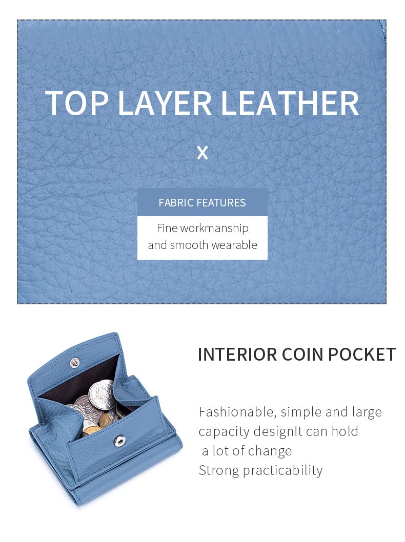 Small Mini Leather Wallet for Women with RFID Blocking Trifold Purse Credit Card Holder Coin Pocket (Grey),sdg283471760p409c444s843