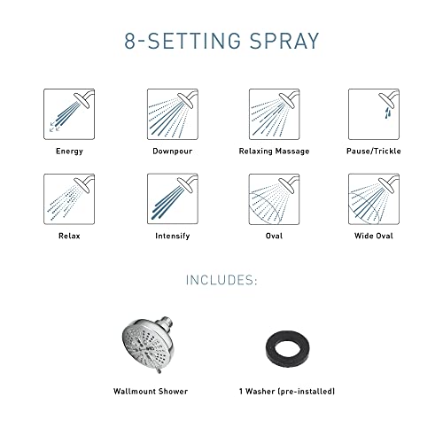 Moen 200W0BL Hydro Energetix Eight-Function 5" Diameter Spray Head Standard, Matte Black