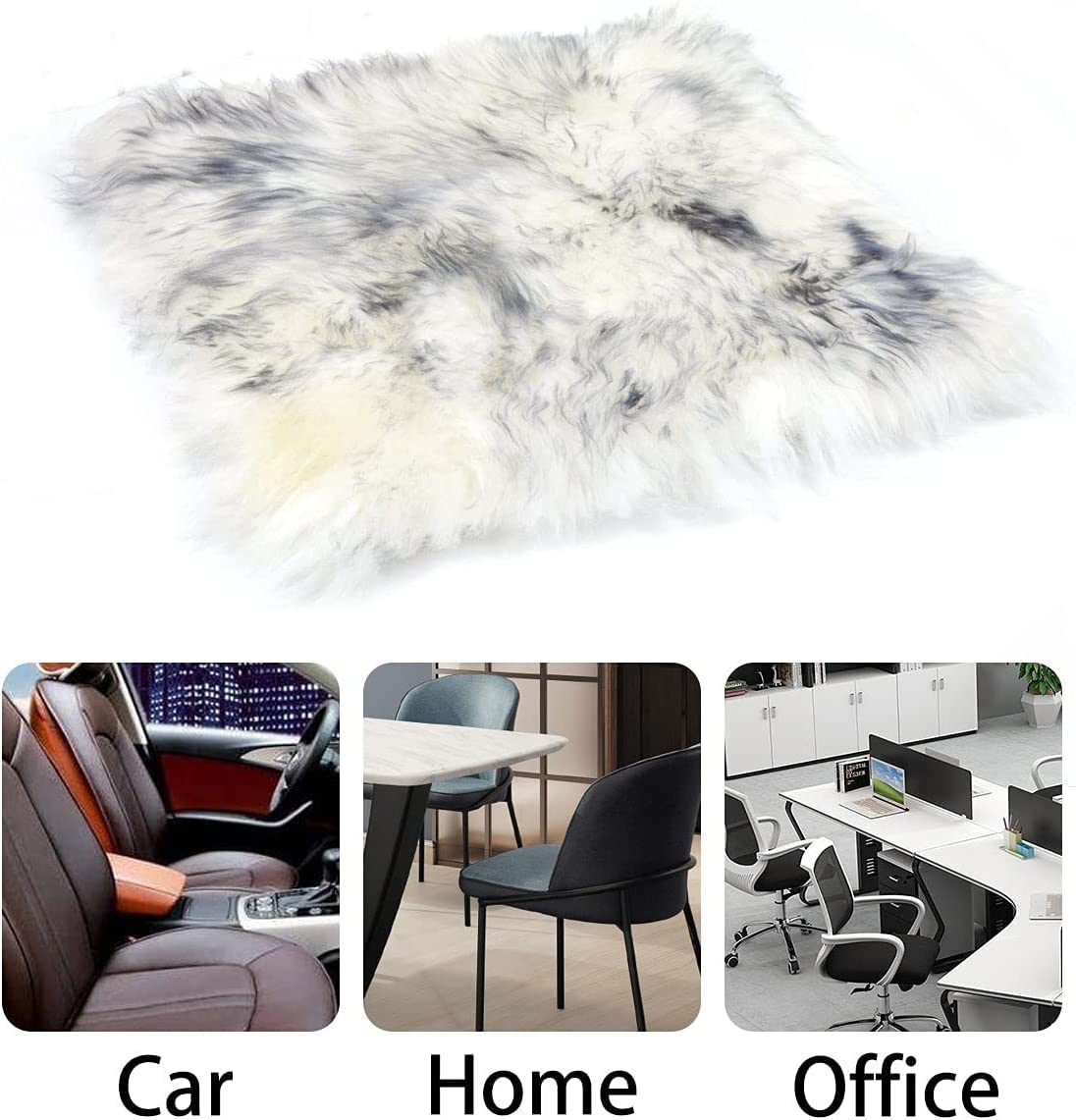 OKAYDA Genuine Australian Sheepskin Chair Cushion Seat Pad Fluffy Chair Cover for Kitchen, Office, Chair (graytips)