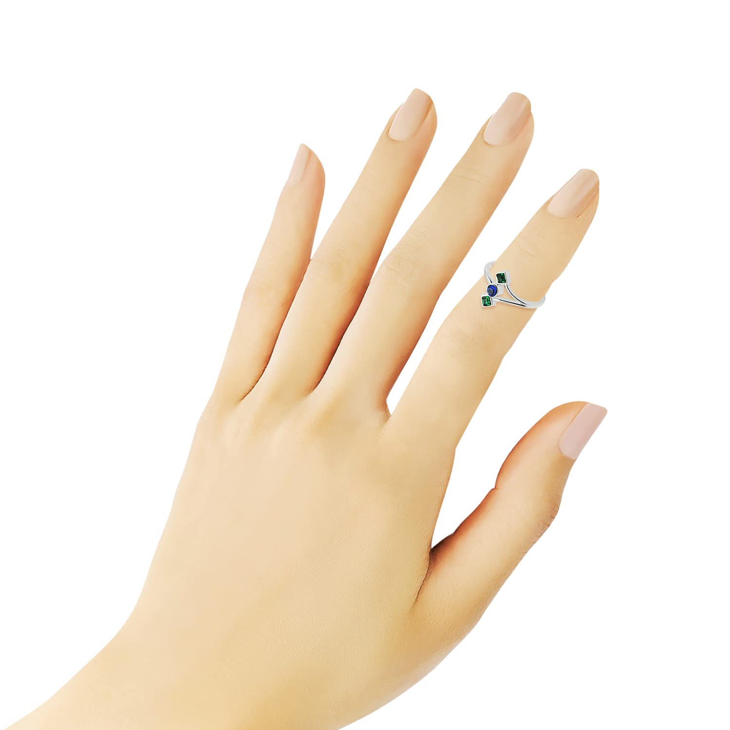 PAVISA - Sterling Silver Green Crystal Toe Ring