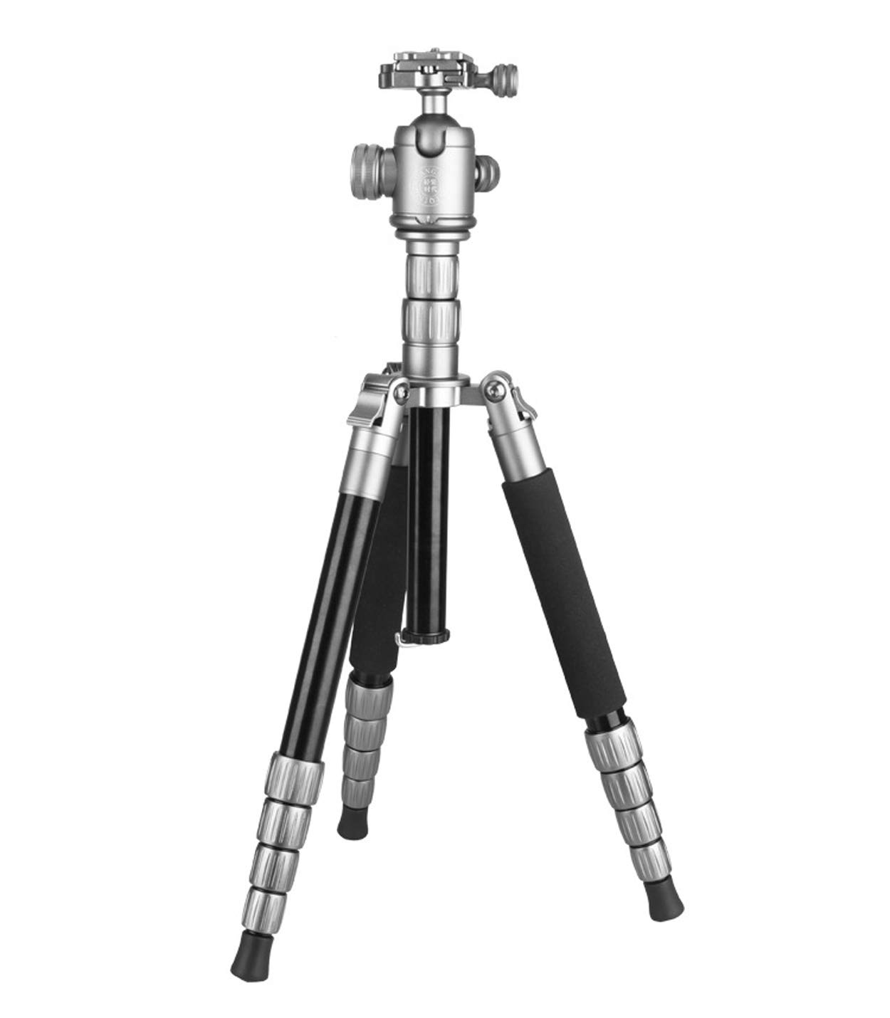 LLluckyHW Travel Tripod Action Camera Selfie Stick Professional Video Tripod Bag for DSLR Camera Twist Lock Rotatable Center Column Travel and Work (Color : Gray)