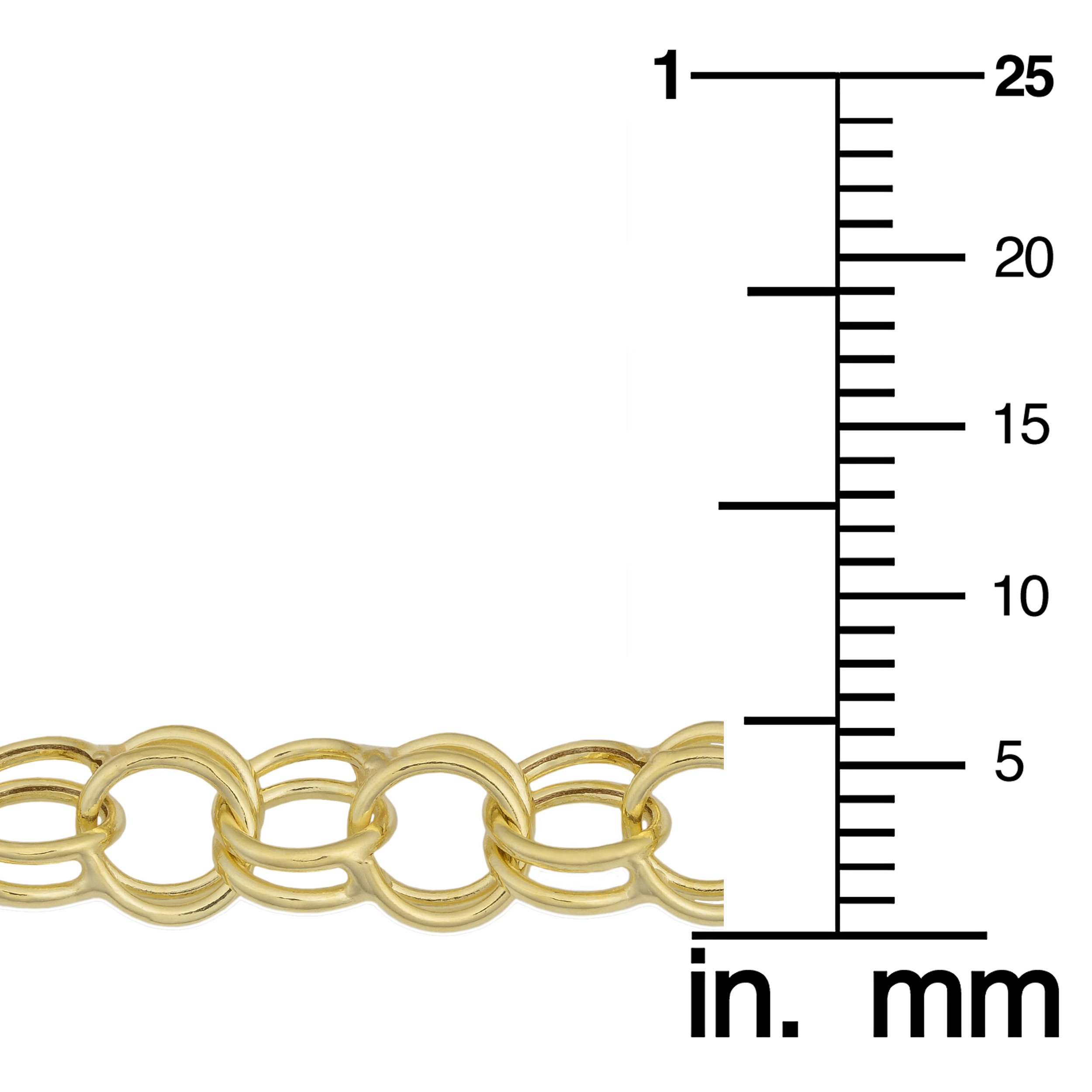 Kooljewelry 14k Yellow Gold 6.6 mm Round Link Charm Bracelet (8 inch)