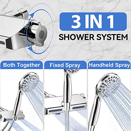 Surpzon Filtered Shower Head with Handheld Combo,Dual 2-in-1 Spa System with Massage and 9 Spray Settings Shower Head,High Pressure ,Buit in Power Wash Mode (Chrome)