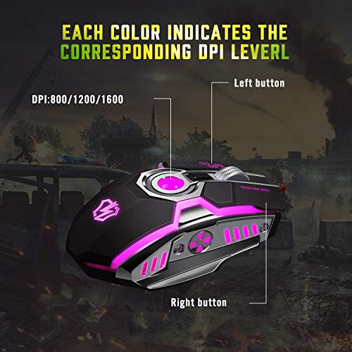 Mechanical Gaming Keyboard and Mouse Combo, Blue Switch Full Size Wired Gaming Keyboard with Colorful Backlit, 1600 DPI Gaming Mouse for Windows PC Gamers