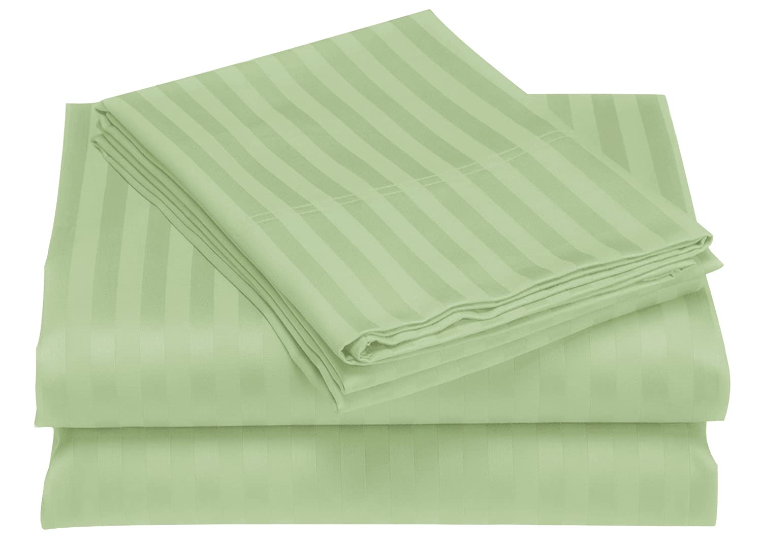 JOOKI Sage Green Striped Bed Sheets Set Full, 100% Microfiber Full Size Sheets Set Luxury Hotel Soft Cooling Sheets, 16" Deep Pocket Sheets, Breathable Wrinkle Free 4 Piece Bedding