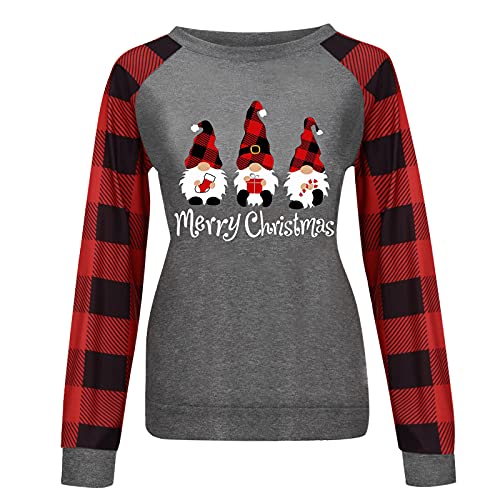 Tops For Women Casual Fall Plain Fashion Hoodies Large Size Slouchy Sweatshirt Flowy All-match Pullovers Christmas Tops Red