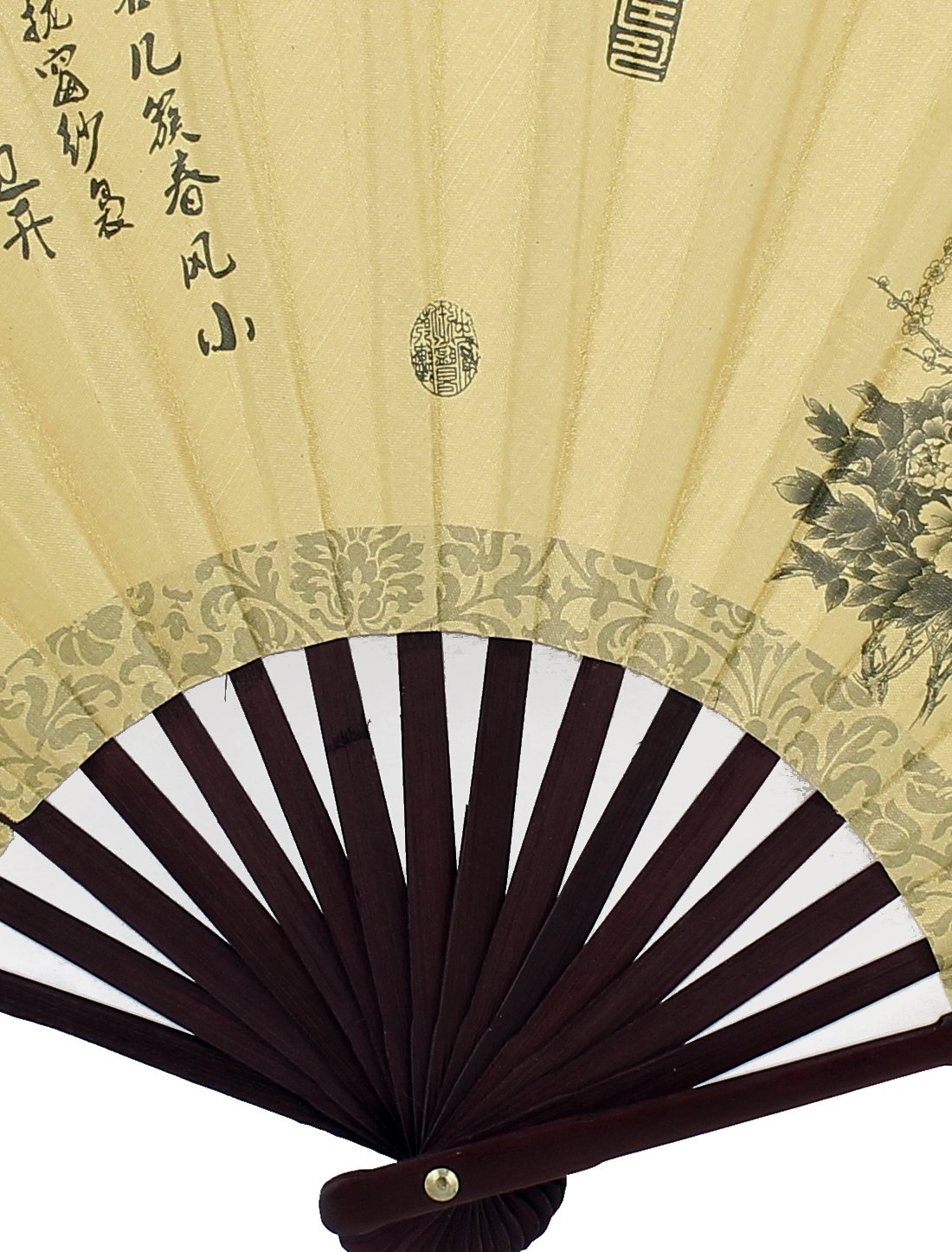 Qtqgoitem Fabric Flower Printed Portable Foldable Pocket Hand Fan Yellow (model: 002 c4c 7f1 7a7 723)