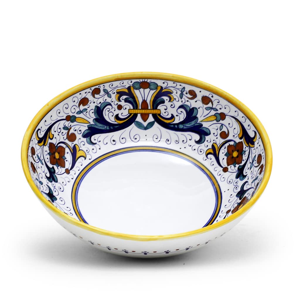 RICCO DERUTA CLASSICO: Large Serving Salad Pasta Bowl [0007-RIC] - Authentic hand painted in Deruta, Italy. Original design. Shipped from the USA with Certificate of Authenticity.
