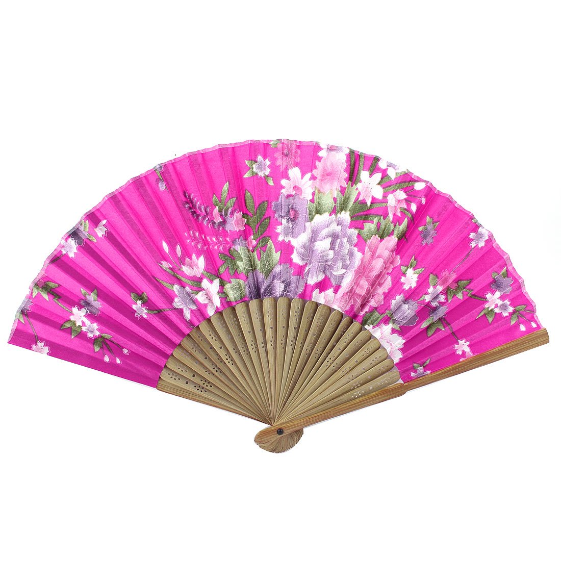Qtqgoitem Fuchsia Beige Ribs Flower Pattern Foldable Hand Fan (model: 1a4 ba5 135 689 68a)