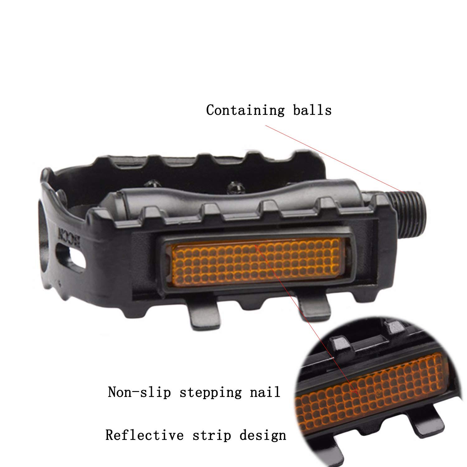 Mordely Bicycle Pedals for Replacement Bike Accessory, Mountain Bicycles Platform Flat Pedal with Anti-Slip Spike, Fits BMX MTB Bike