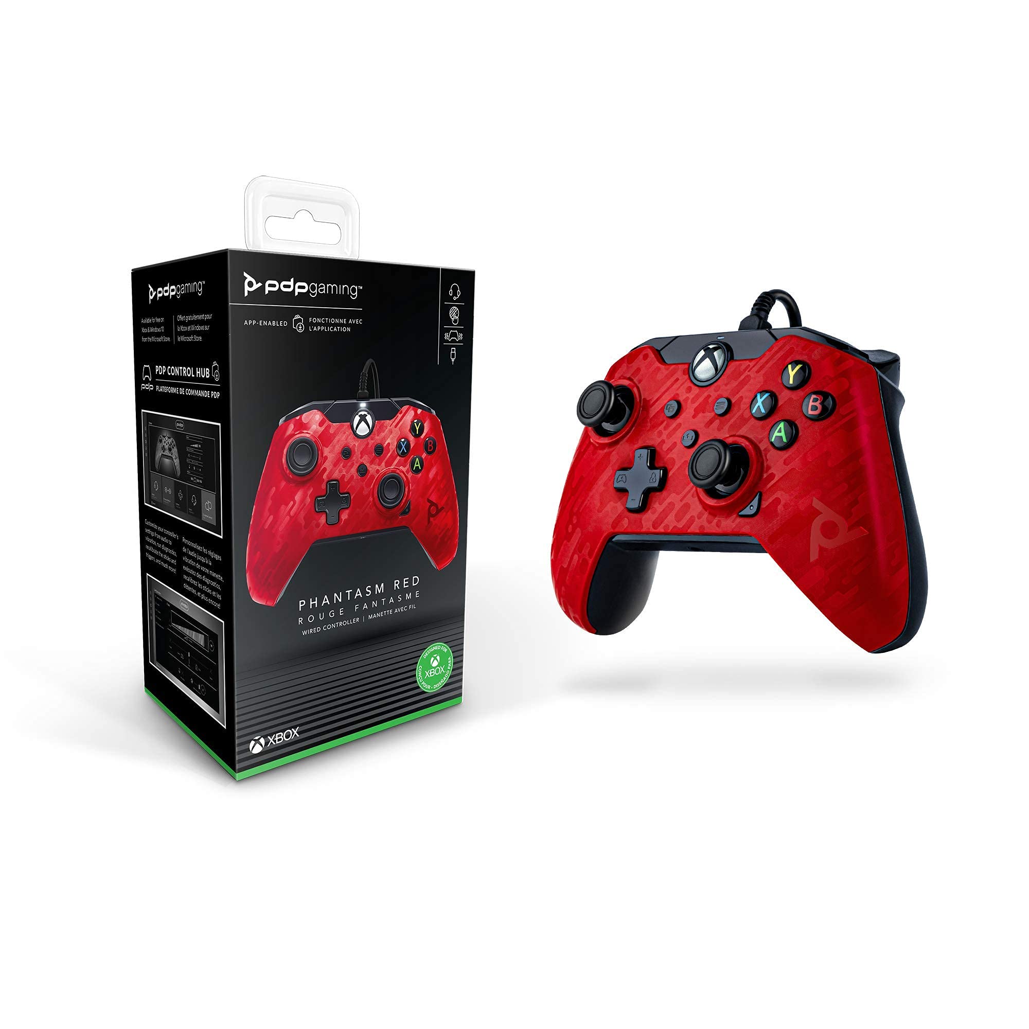 PDP Gaming Wired Controller: Phantasm Red - Xbox Series X|S, Xbox One, PC - Summer 2021 Model (Renewed)