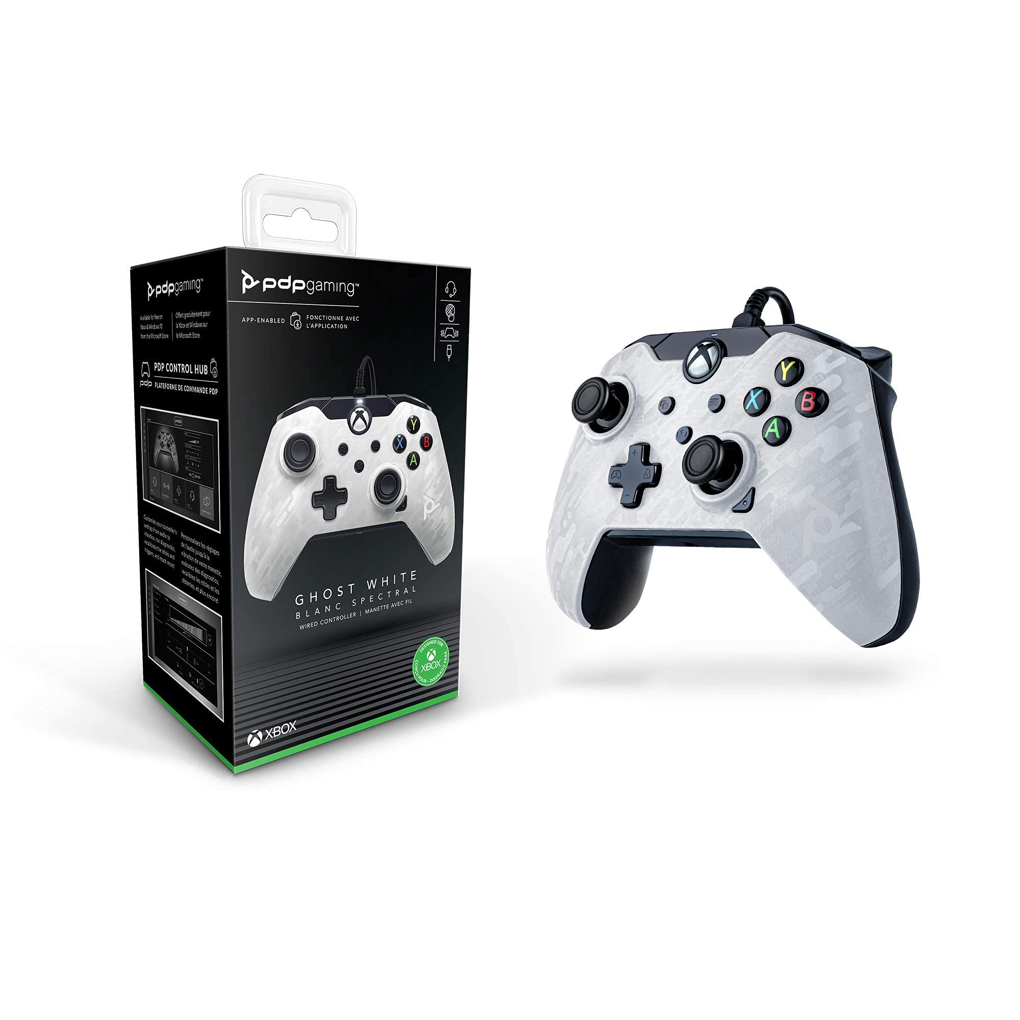 PDP Gaming Wired Controller: Ghost White - Xbox Series X|S, Xbox One, PC - Summer 2021 Model (Renewed)