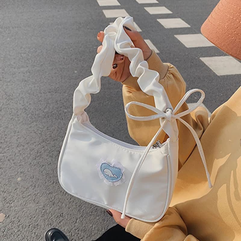 TFIIEXFL Travel Casual Everyday Clutch Canvas Pleated Zipper Small Casual Dumpling Bag Tote Bag