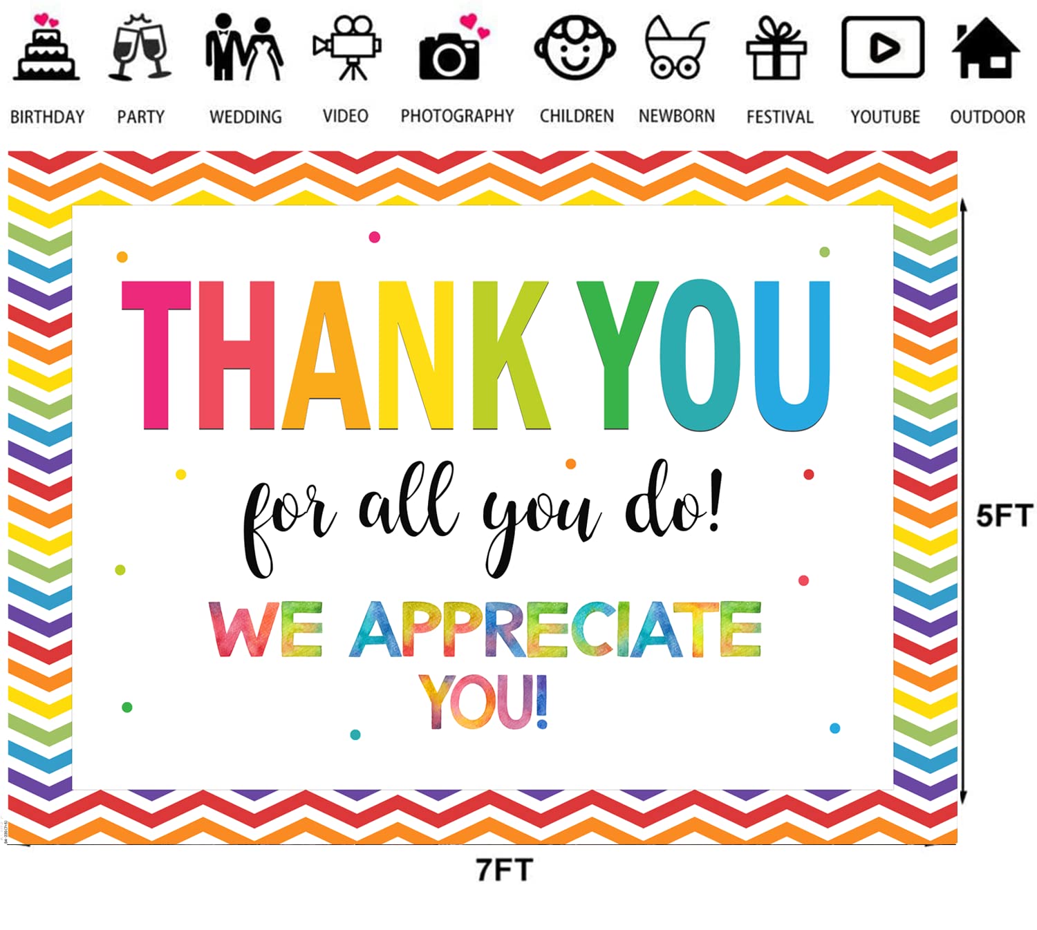 LTLYH 7×5ft Thank You for All You Do Backdrop We Appreciate You Graduations Staff Teachers Doctors Retirement Photo Backdrop Thanks Party Decorations Appreciation Banner Booth Props 220