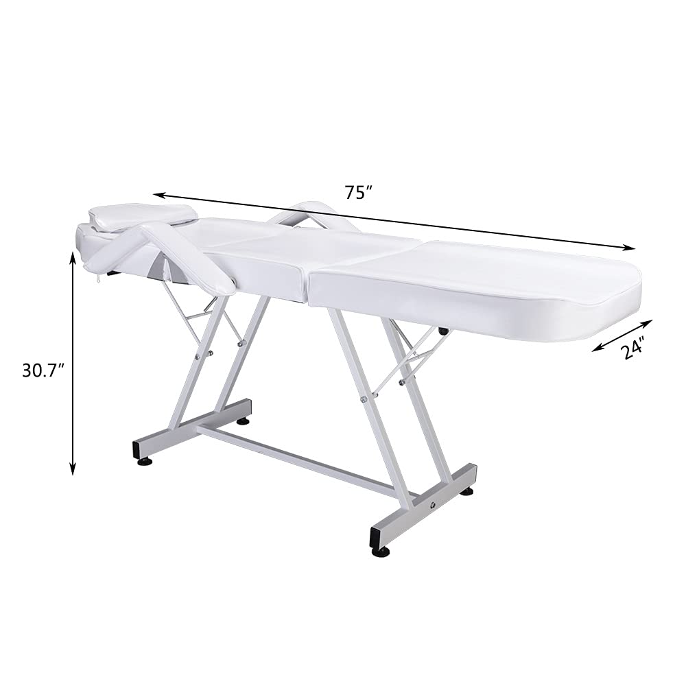 ZHYH 75" 190 x 84 x 78cm Adjustable Beauty Bed Beauty Salon SPA Massage Bed Tattoo Chair White