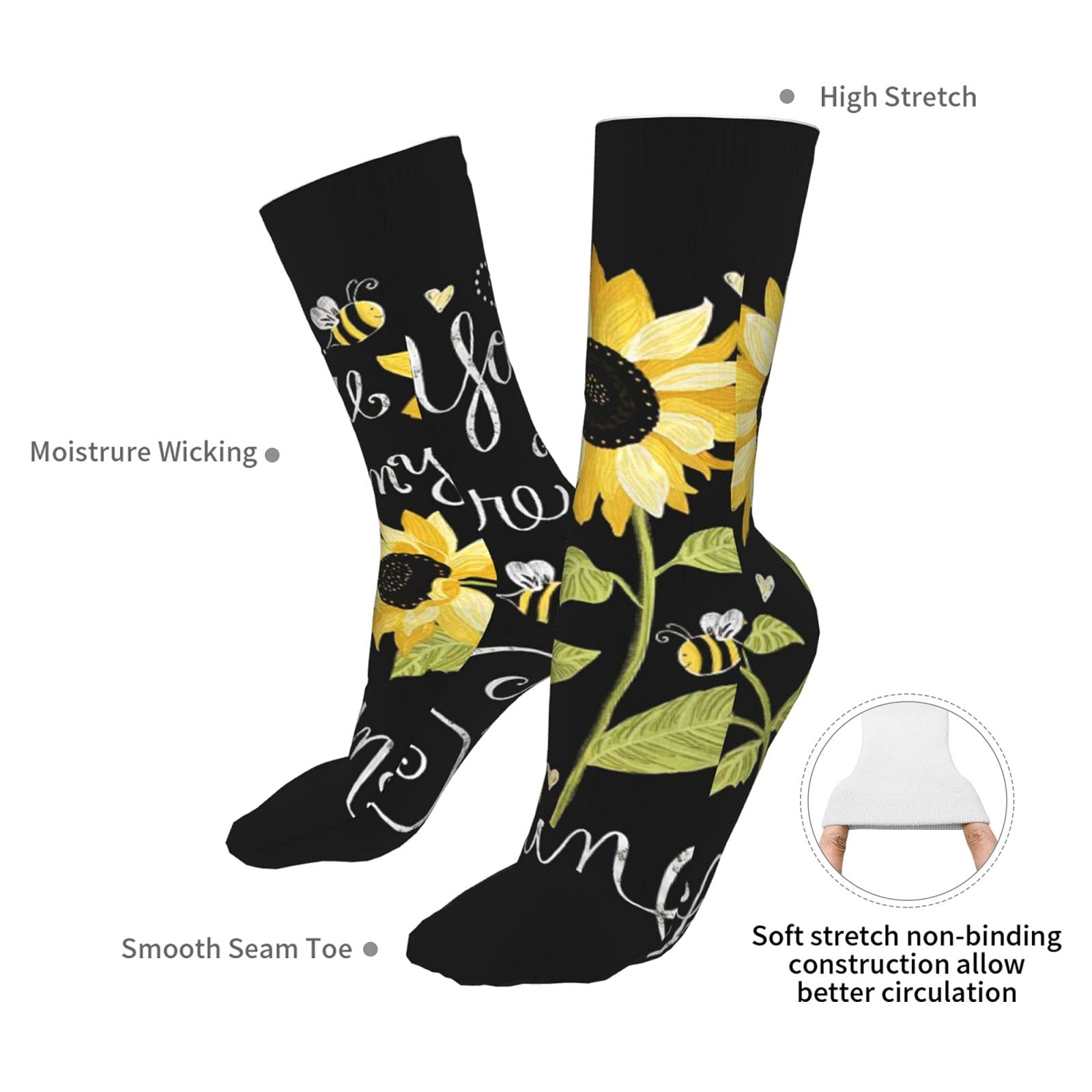 NDZHZEO Crew Socks For Women Men Sport Athletic Cushion Novelty With Moisture Wicking Sunflower Performance Socks