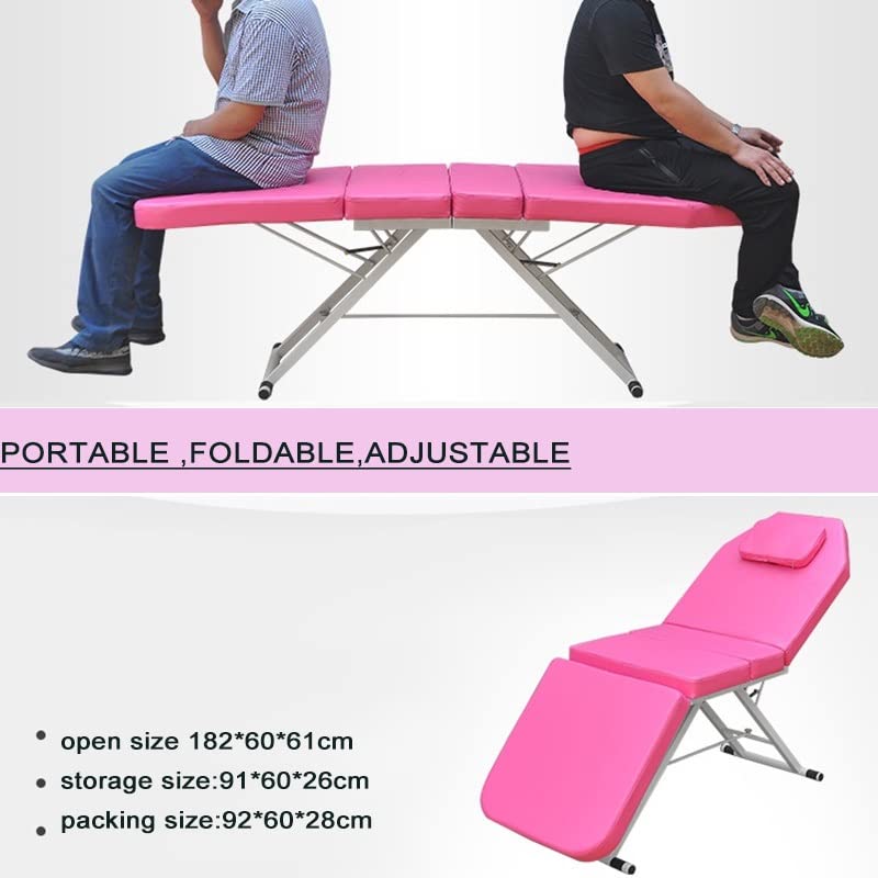 ZHYH Folding Massage Table Massage Couch Folding-Bed Table Bed Spa Tattoo Couch Beauty Salon 4 Section Massage Table (Color : Black, Size : 182 x 60c x 61cm)