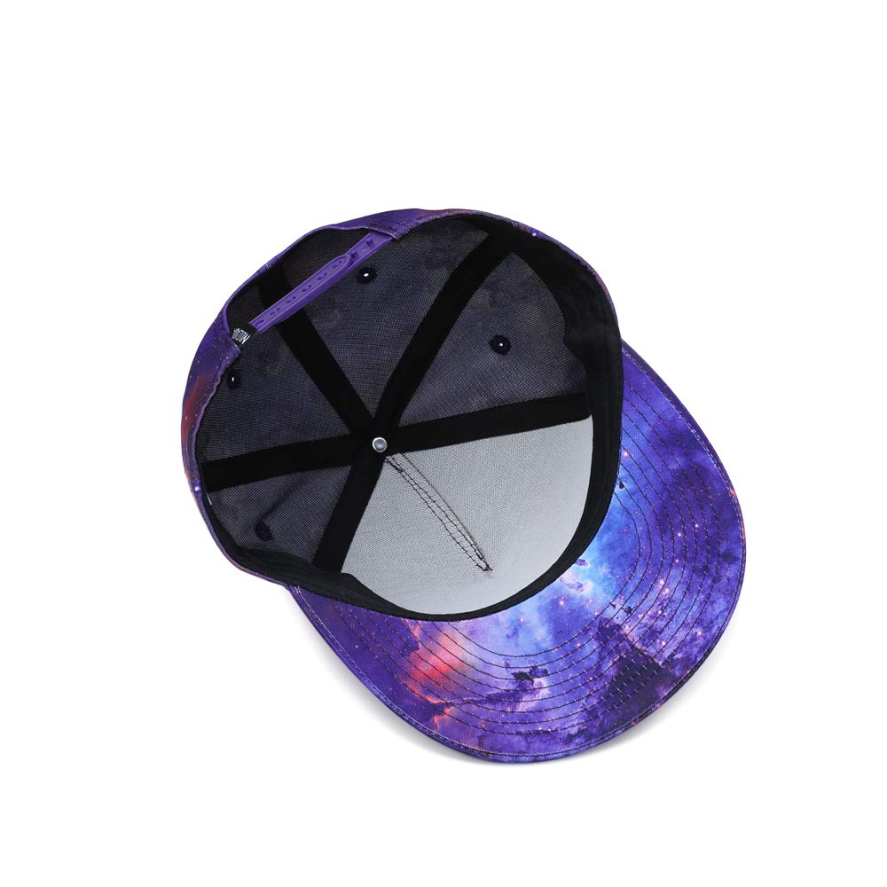 Quanhaigou Purple Galaxy Snapback Hat Unisex Adjustable Hat 3D Indian Printed Hip Hop Flat Bill Brim Baseball Cap