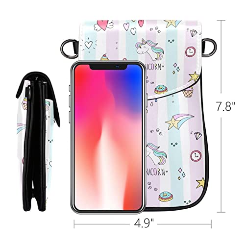 Small Crossbody Bag Rainbow Unicorn Cell Phone Purse Wallet