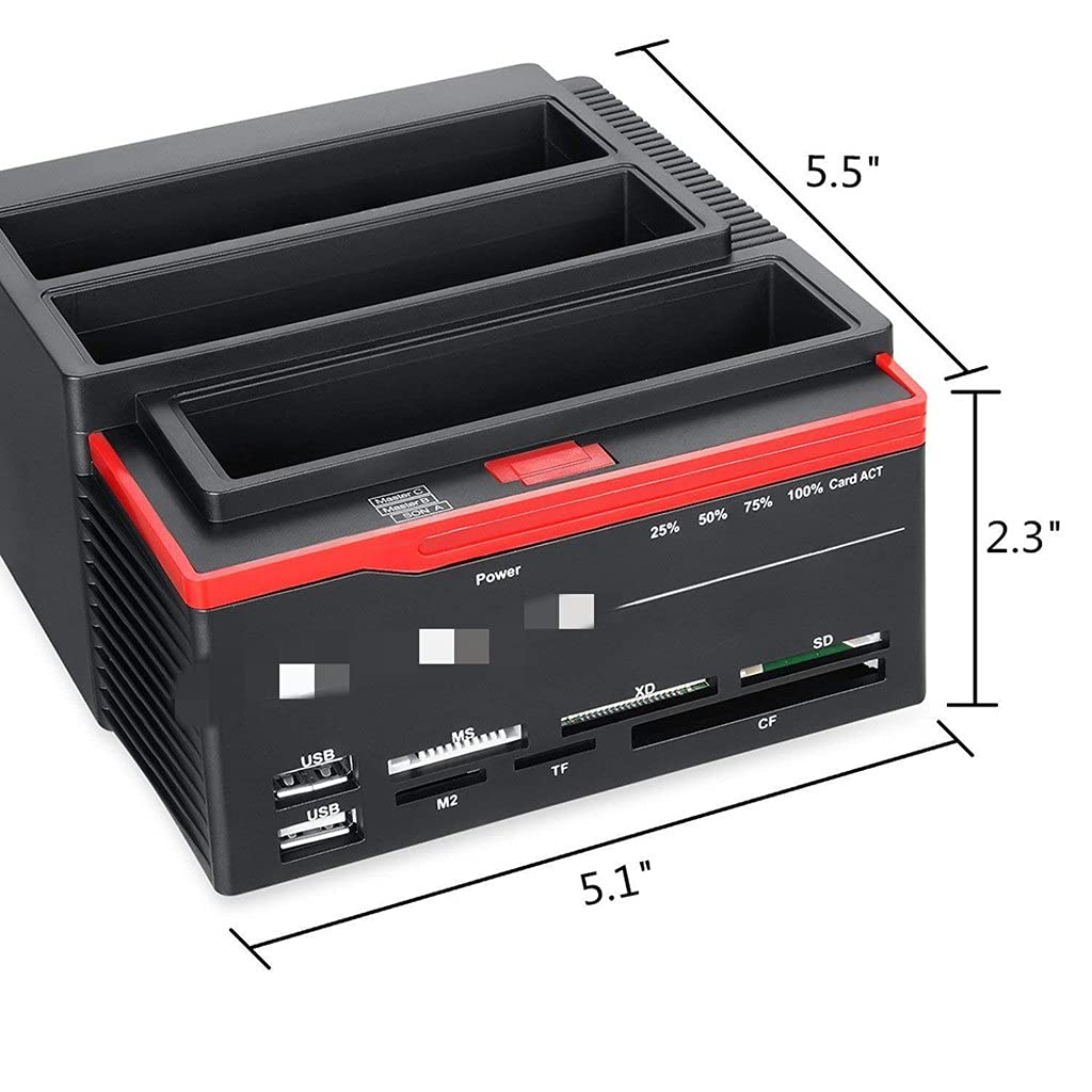 ZSEDP 2.5"/3.5" USB 3.0 to 2 SATA 1 IDE Port External HDD Hard Drive Disk Docking Station Card Reader USB3.0 Hub OTB/OTC