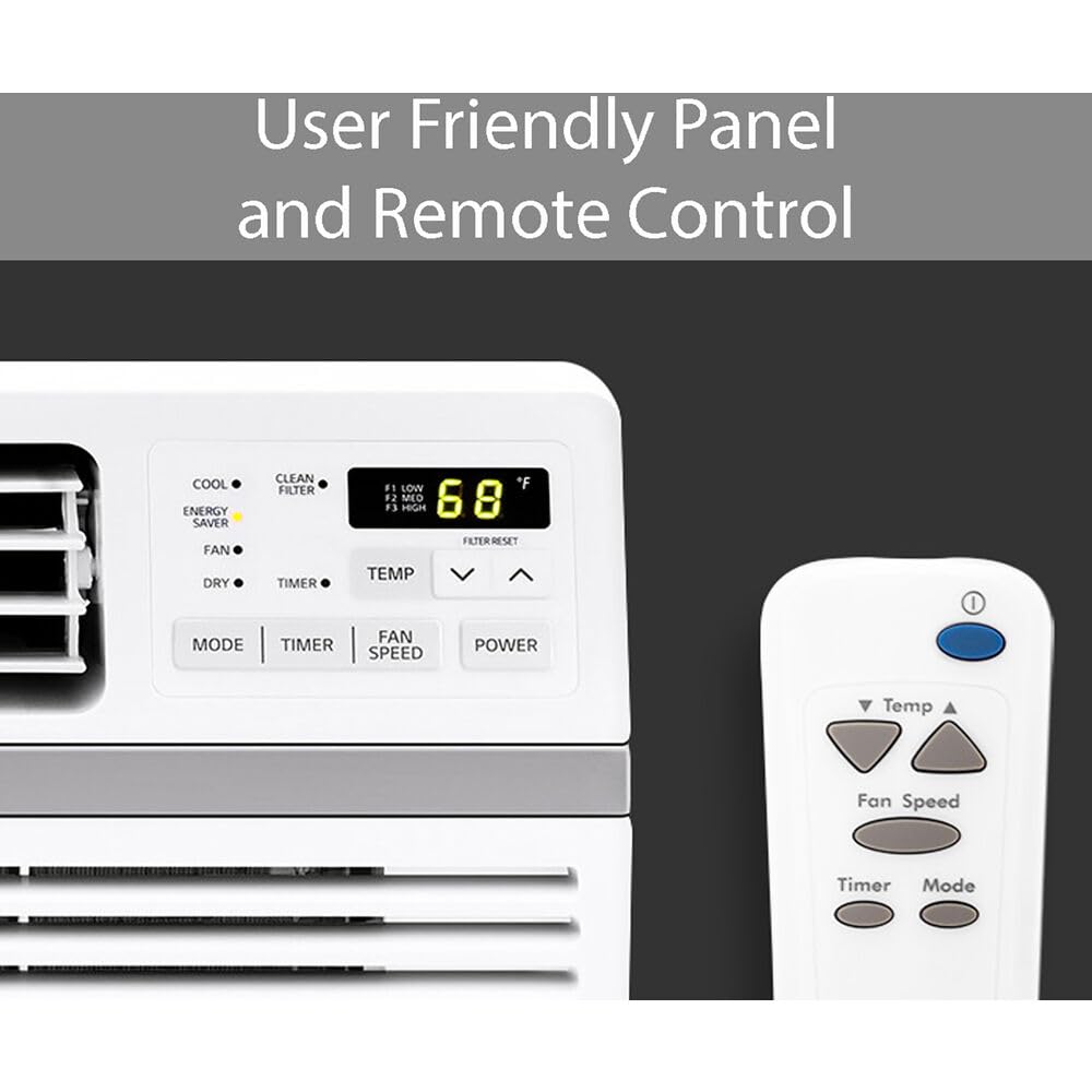LG 8,000 BTU Window Air Conditioner, 115V, Cools 340 Sq.Ft. for Bedroom, Living Room, Apartment, Quiet Operation, Electronic Control with Remote, 3 Cooling & Fan Speeds, Auto Restart, White