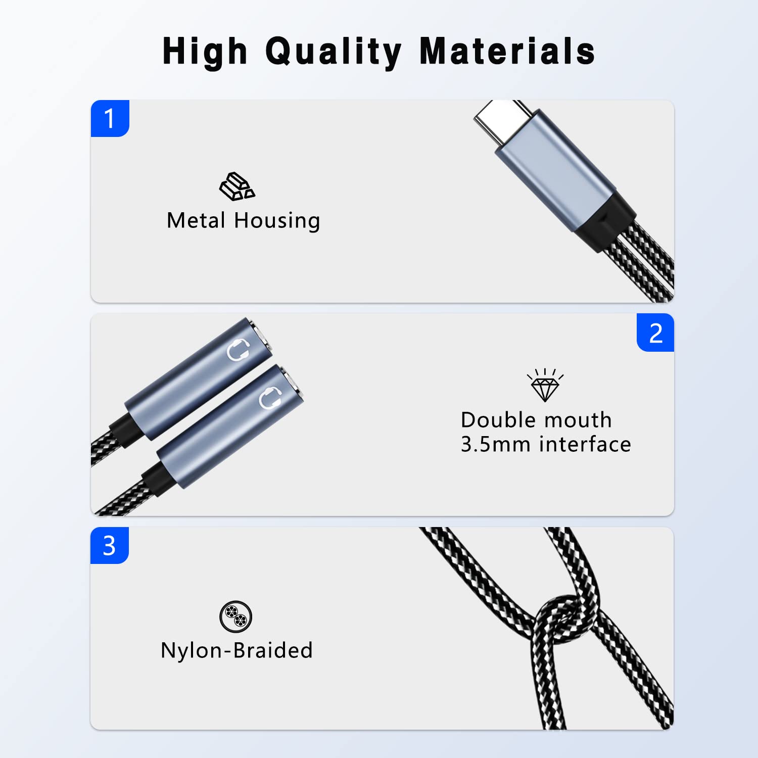 LecLooc USB C to Dual 3.5mm Aux Audio Adapter, Hi-Res Sound Quality, Widely Compatible with iPhone 15, Pixel 7, Galaxy S23, iPad Air, MacBook, etc.
