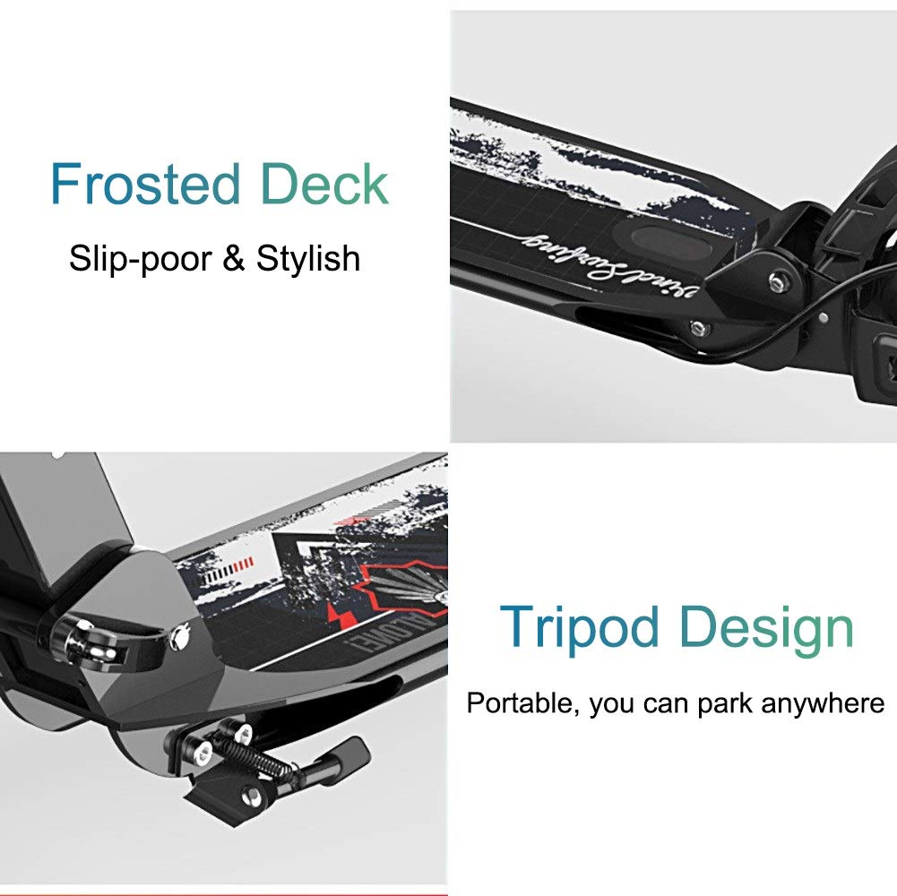 LXLA - Folding Adult Kick Scooter with Disc Handbrake, Big Wheels Dual Suspension Commuter Scooter, Adjustable Height, Supports 220lbs