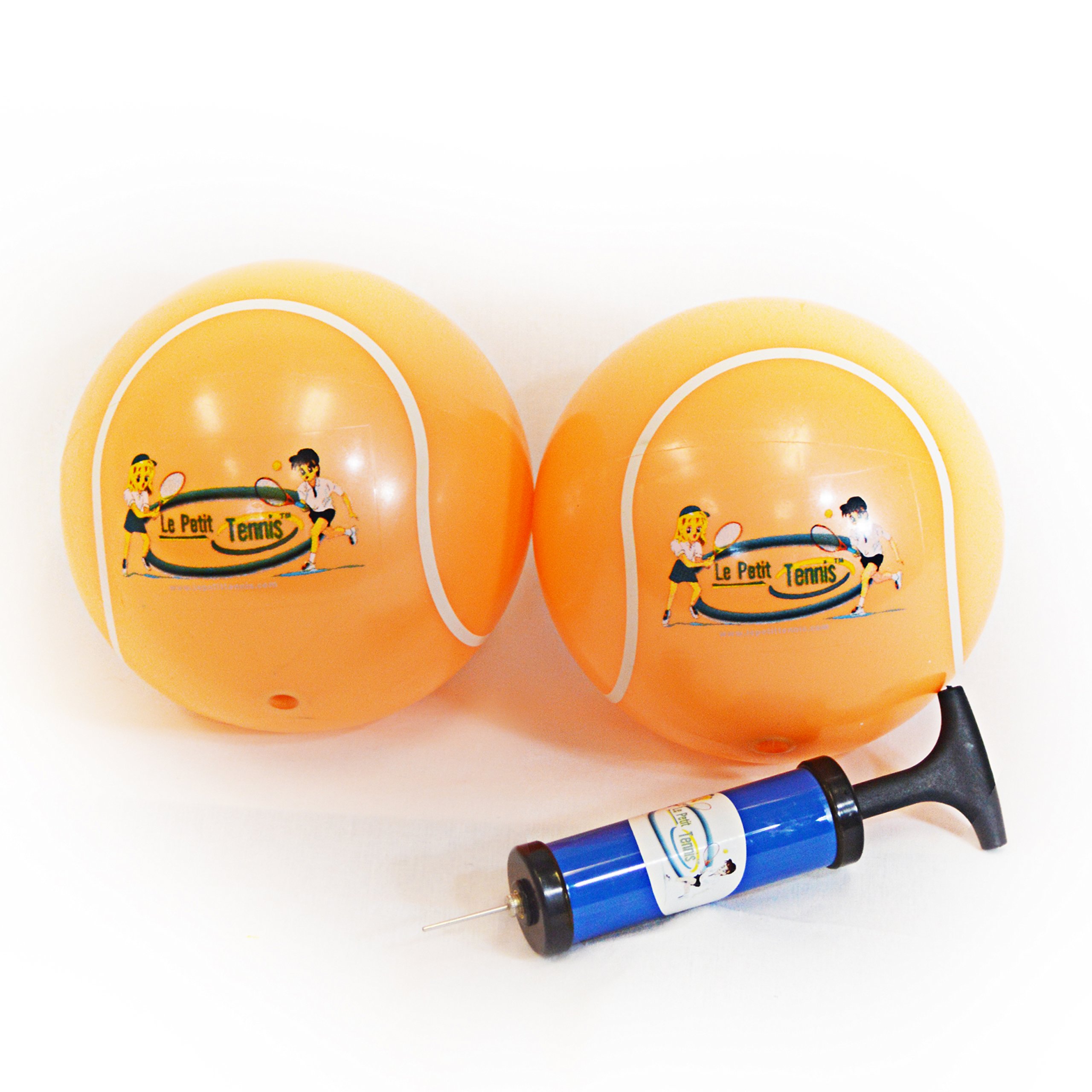 Le Petit Tennis - My First Tennis Ball - 2 Pack -White 8" Inflatable Tennis Ball + Handy Pump for Ages 2-3-4-5-6