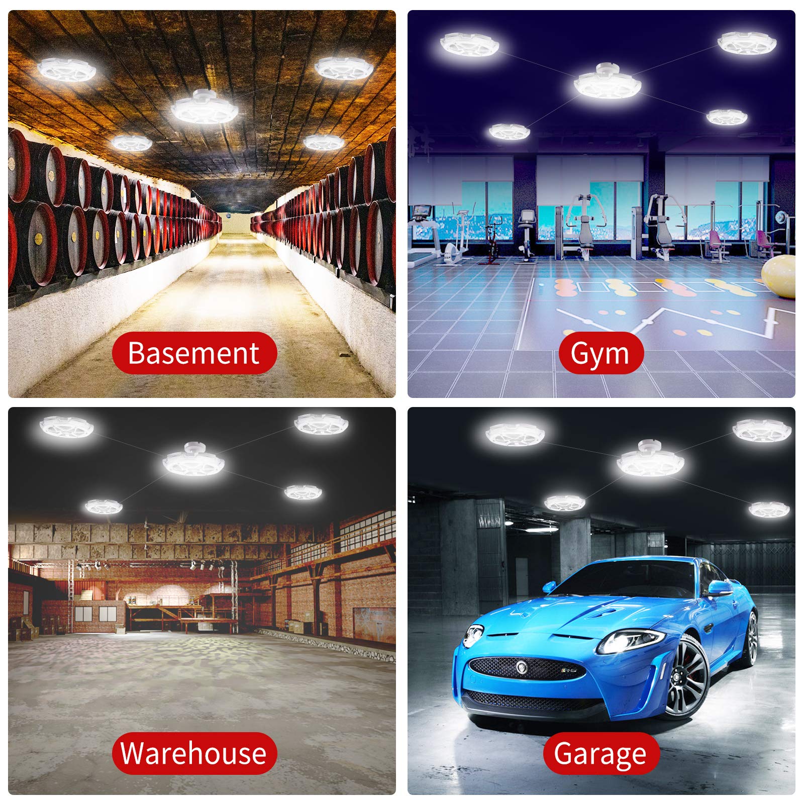 LED High Bay Light,120W Multi- Point Illumination 360° Garage Lighting Ceiling LED Bulb, 12000LM 6500K LED Shop Lights Fixture High Brightness Work Lights for Garage/Attic/Basement/Home/Office …