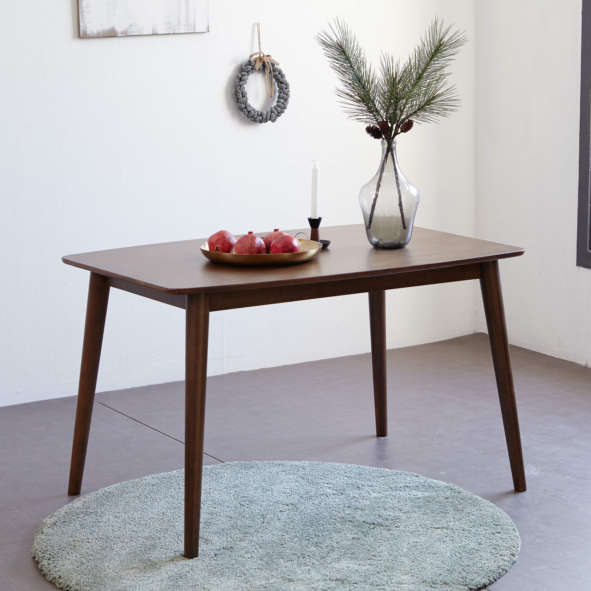 Livinia Aslan 47.2" Dining Table/Mid Century Modern Solid Rubber Wood Kitchen Table