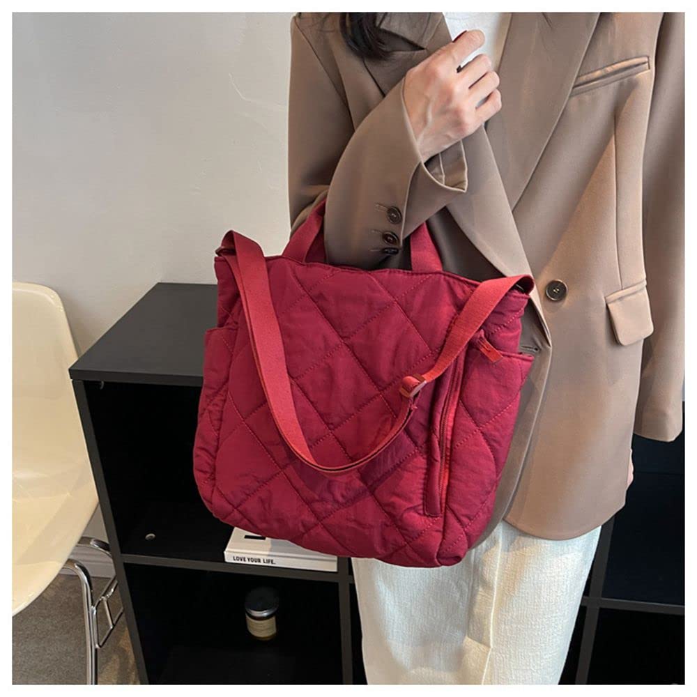 Quilted Tote Bag for Women Lightweight Puffer Shoulder Bag Hobo Crossbody Bag Casual Nylon Padding Handbags